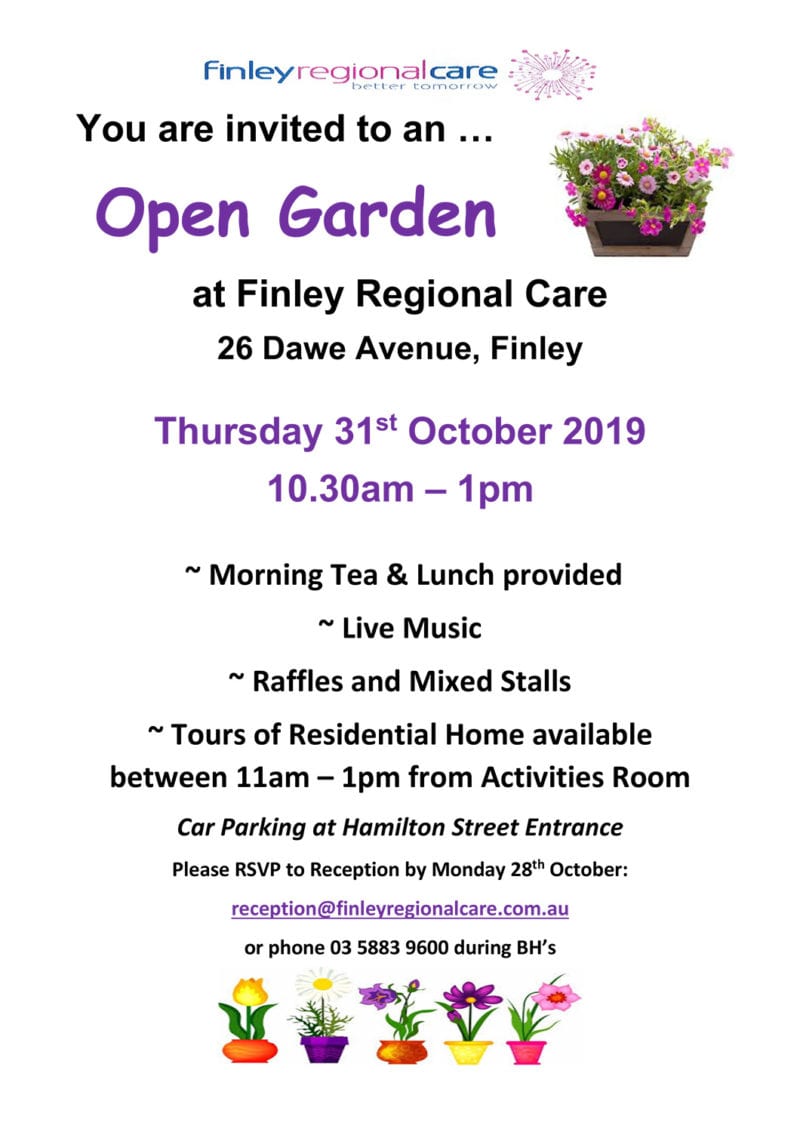 Open Garden invitation - Finley Regional Care