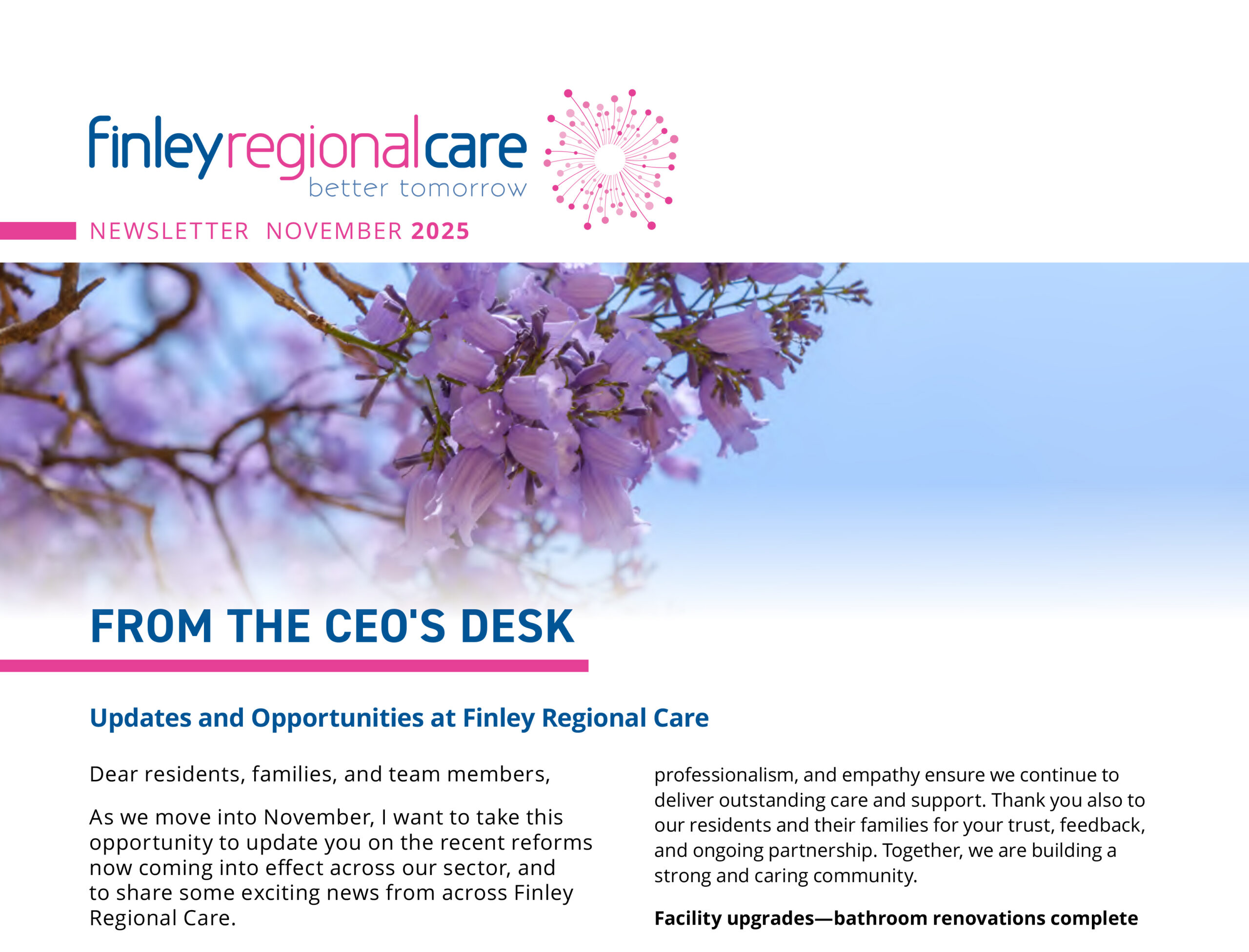 November newsletter - Finley Regional Care
